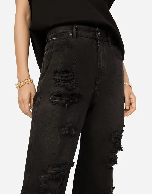 Dolce & Gabbana Flared Jeans With Ripped Details Denim And Jeans Multi-colored