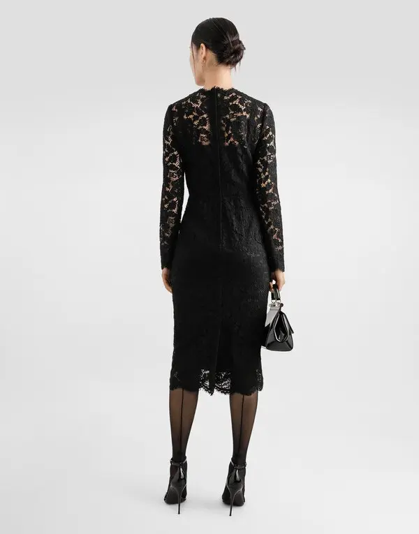 Dolce & Gabbana Polka Dot Pleated Maxi Dress - Black