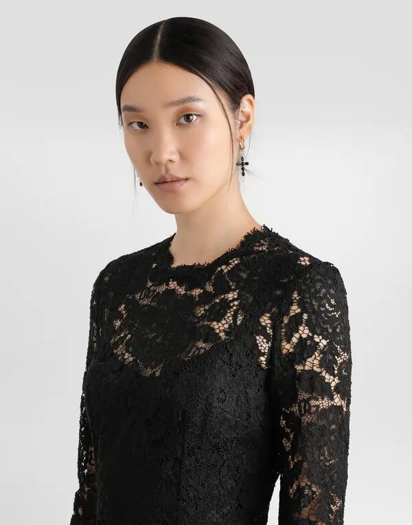 Dolce & Gabbana Polka Dot Pleated Maxi Dress - Black