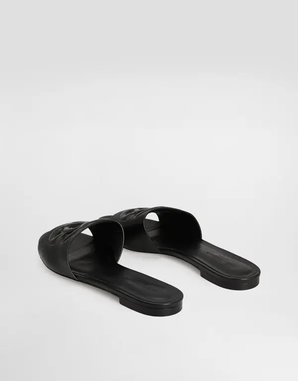 Dolce & Gabbana Calfskin Sliders - Black