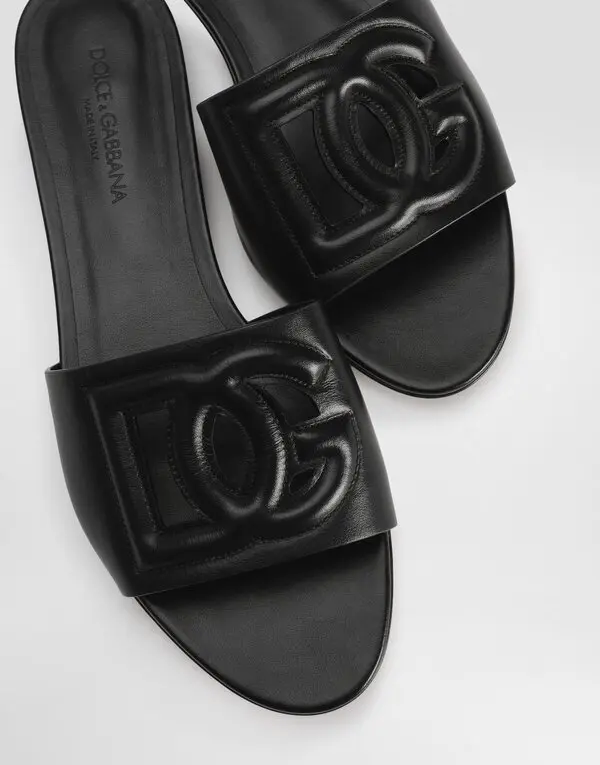 Dolce & Gabbana Calfskin Sliders - Black