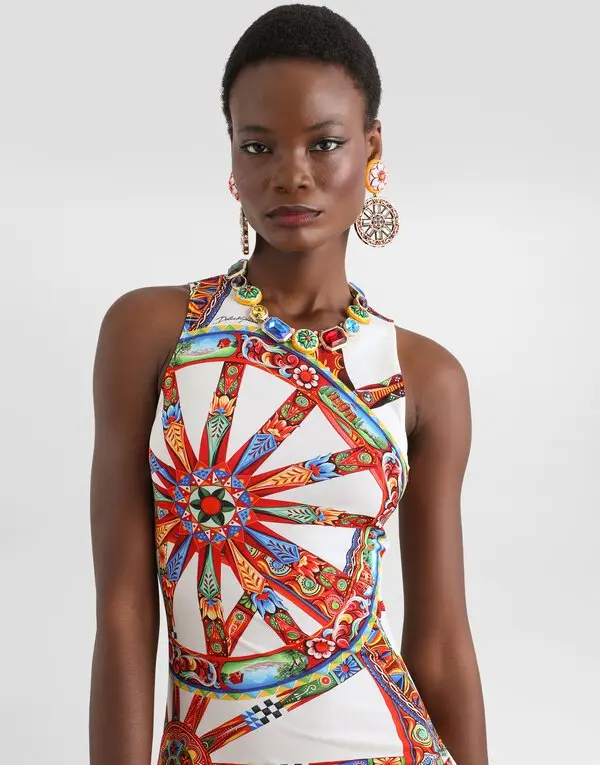 Dolce & Gabbana Carretto Print Viscose Jersey Jumpsuit