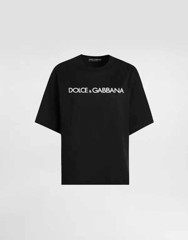 Dolce & Gabbana Short-sleeved Cotton T-shirt With Lettering T-shirts And Sweatshirts Cotton - Black