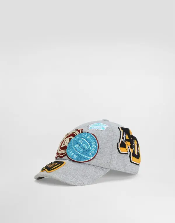 Dolce & Gabbana Fleece Baseball Hat With Mixed Patches Accessories Gray