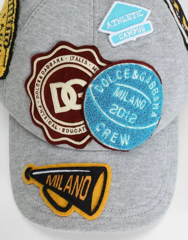 Dolce & Gabbana Fleece Baseball Hat With Mixed Patches Accessories Gray