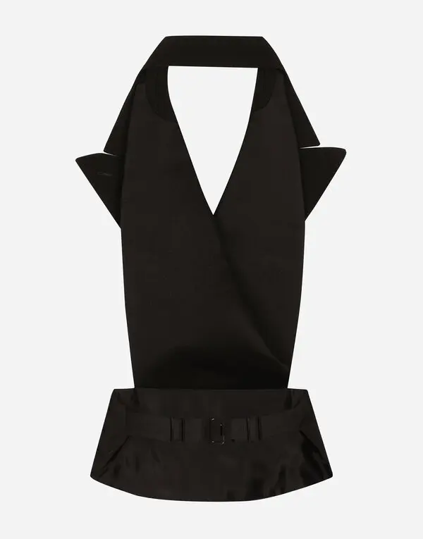Dolce & Gabbana Double-breasted Silk Satin Vest With Low Neckline On The Back Shirts And Tops