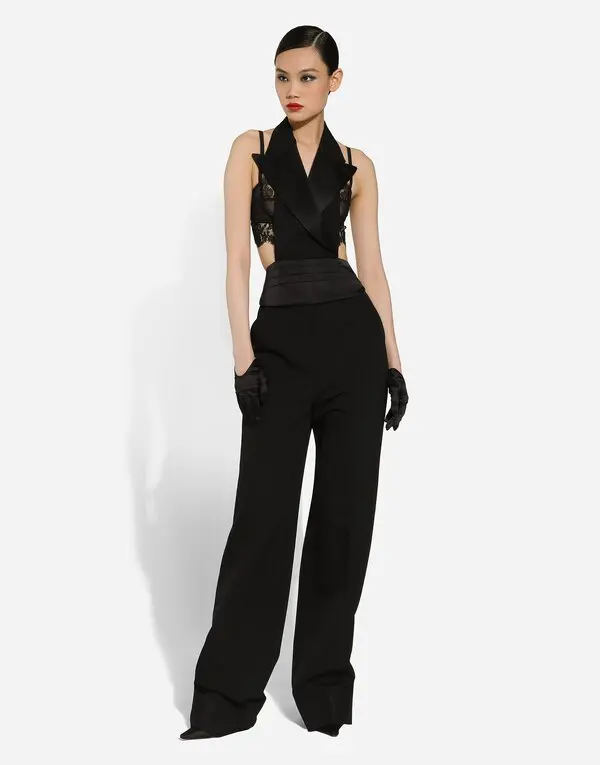 Dolce & Gabbana Double-breasted Silk Satin Vest With Low Neckline On The Back Shirts And Tops