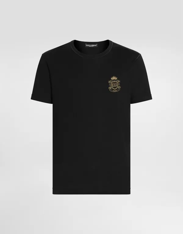 Dolce & Gabbana T-shirt With Heraldic Patch T-shirts And Polos - Black