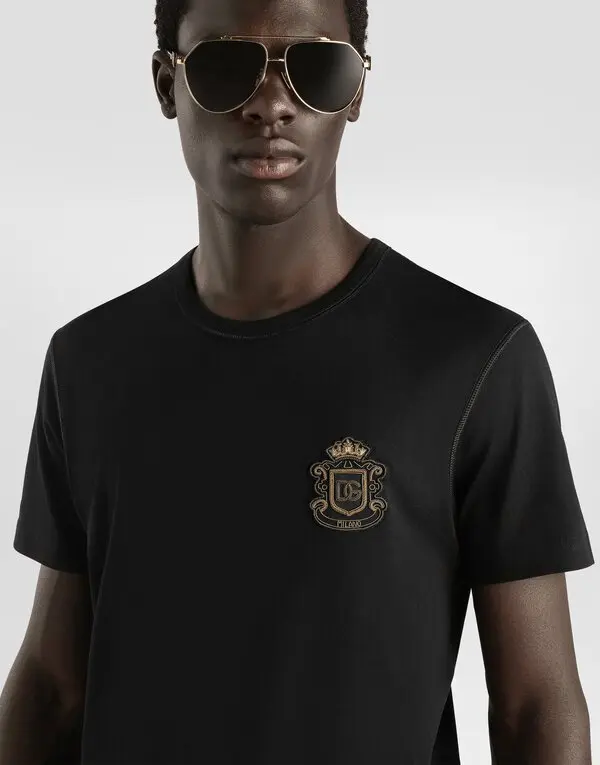 Dolce & Gabbana T-shirt With Heraldic Patch T-shirts And Polos - Black