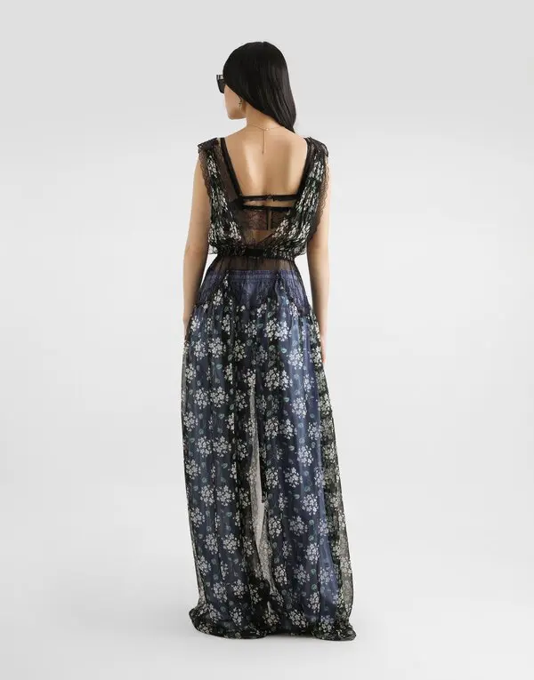 Dolce & Gabbana Geranium Bouquets-print Chiffon Dressing Gown Dresses
