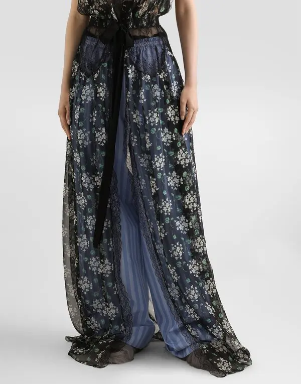 Dolce & Gabbana Geranium Bouquets-print Chiffon Dressing Gown Dresses