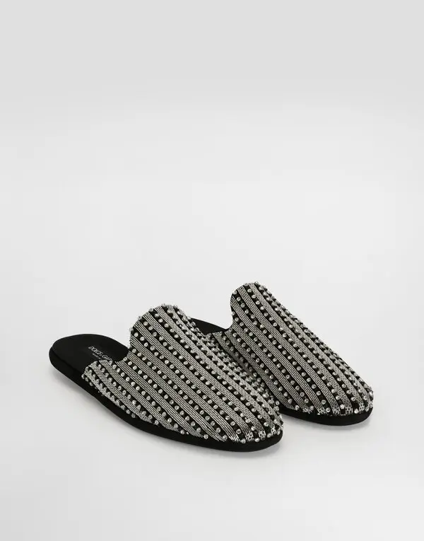 Dolce & Gabbana Embellished Suede Slipper Shoes