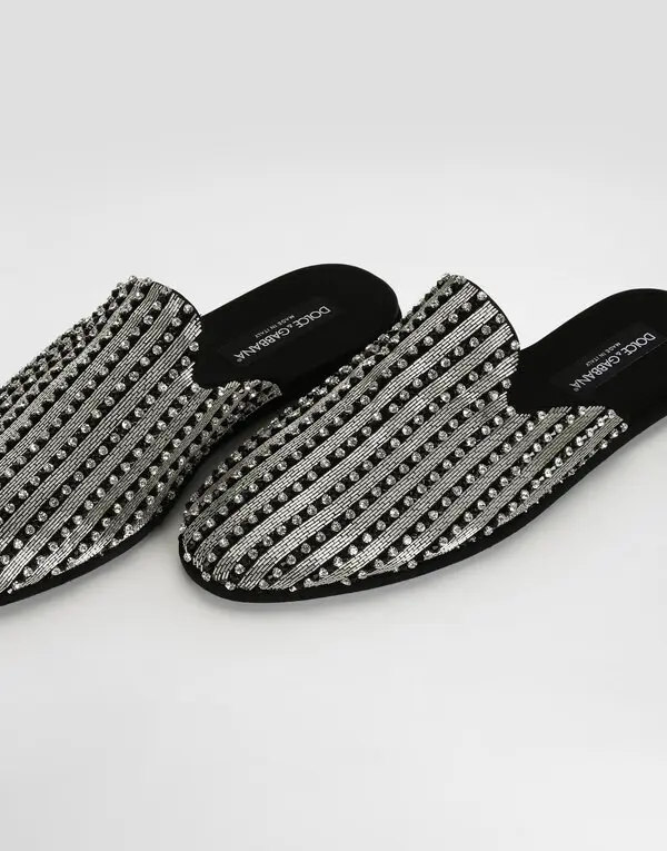 Dolce & Gabbana Embellished Suede Slipper Shoes