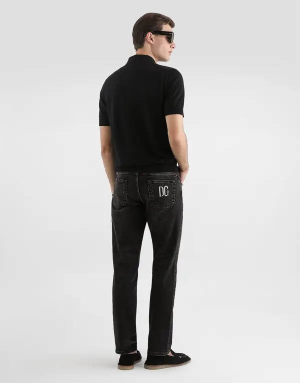 Dolce & Gabbana Virgin Wool Polo Shirt Sweaters And Cardigans - Black