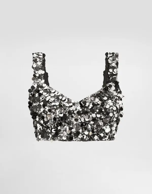Dolce & Gabbana Sequined Bralette Top Shirts And Tops