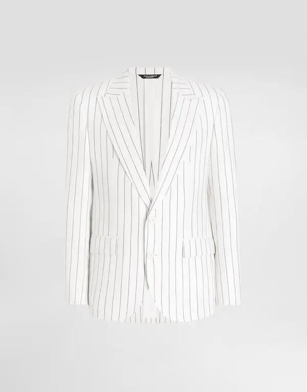 Dolce & Gabbana Single-breasted Pinstripe Linen-blend Jacket Suits And Blazers Multi-colored