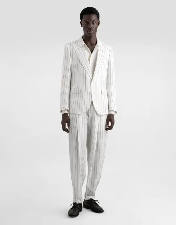 Dolce & Gabbana Single-breasted Pinstripe Linen-blend Jacket Suits And Blazers Multi-colored