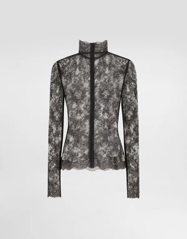 Dolce & Gabbana Floral Lace High Neck Top