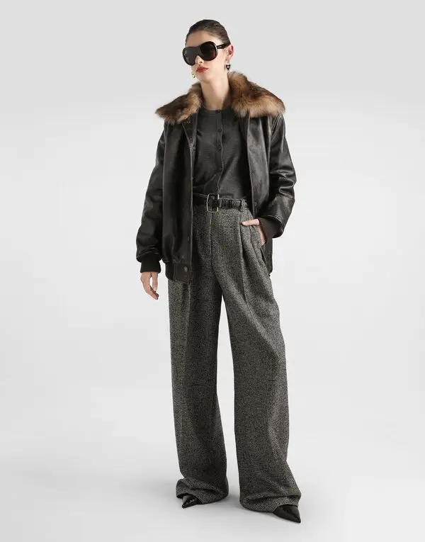 Dolce & Gabbana Wool Blend Dotted Print Trousers