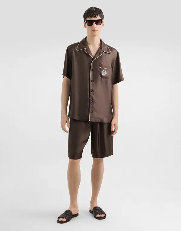 Dolce & Gabbana Silk Twill Trousers - Brown