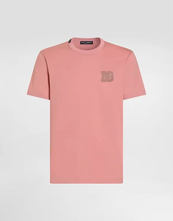 Dolce & Gabbana Cotton T-shirt With Patch T-shirts And Polos - Pink