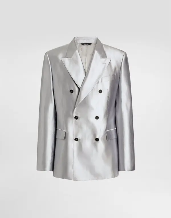Dolce & Gabbana Giacca Suits And Blazers Gray Silk