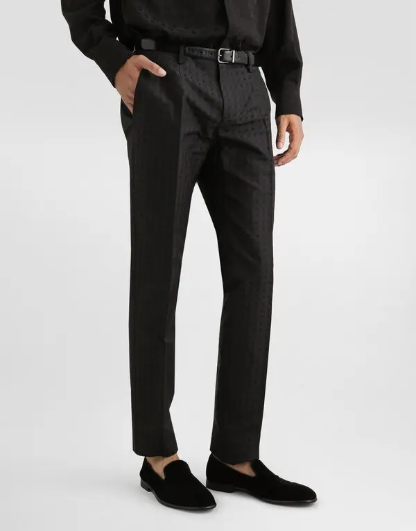 Dolce & Gabbana Micro Pattern Jacquard Trousers Collection - Black