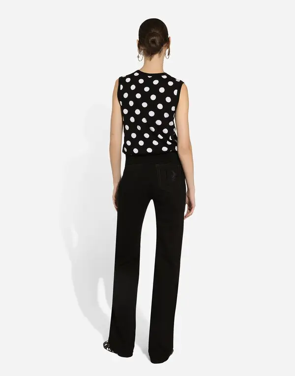 Dolce & Gabbana Silk And Wool Tank Top With Polka-dot Inlay Sweaters And Cardigans Multi-colored - Print
