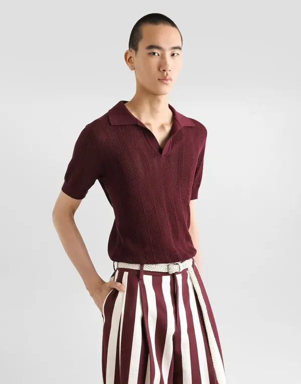 Dolce & Gabbana Short-sleeved Cotton Openwork Polo-shirt Sweaters And Cardigans Multi-colored