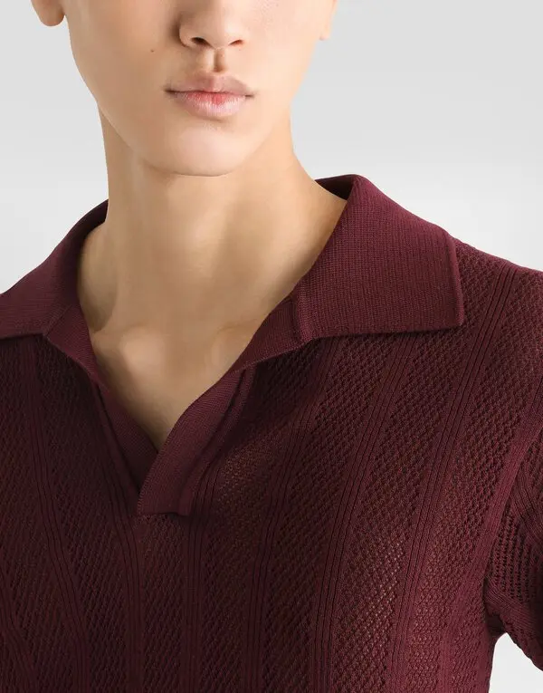 Dolce & Gabbana Short-sleeved Cotton Openwork Polo-shirt Sweaters And Cardigans Multi-colored