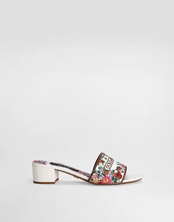 Dolce & Gabbana Nappa Leather Mules With Embroidery Slides And Mules - White
