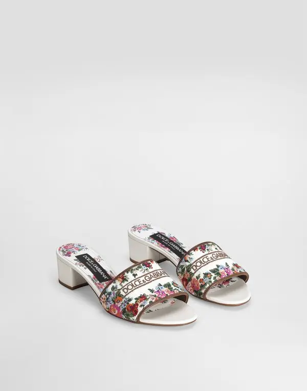 Dolce & Gabbana Embroidered Nappa Leather Mules - White