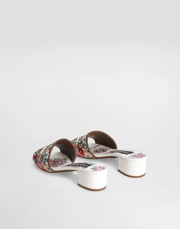 Dolce & Gabbana Embroidered Nappa Leather Mules - White