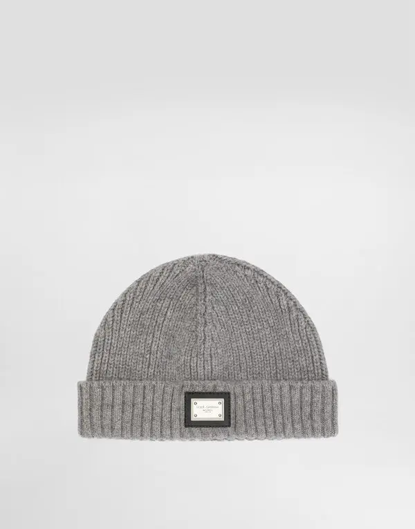 Dolce & Gabbana Ribbed Knit Hat Accessories Gray