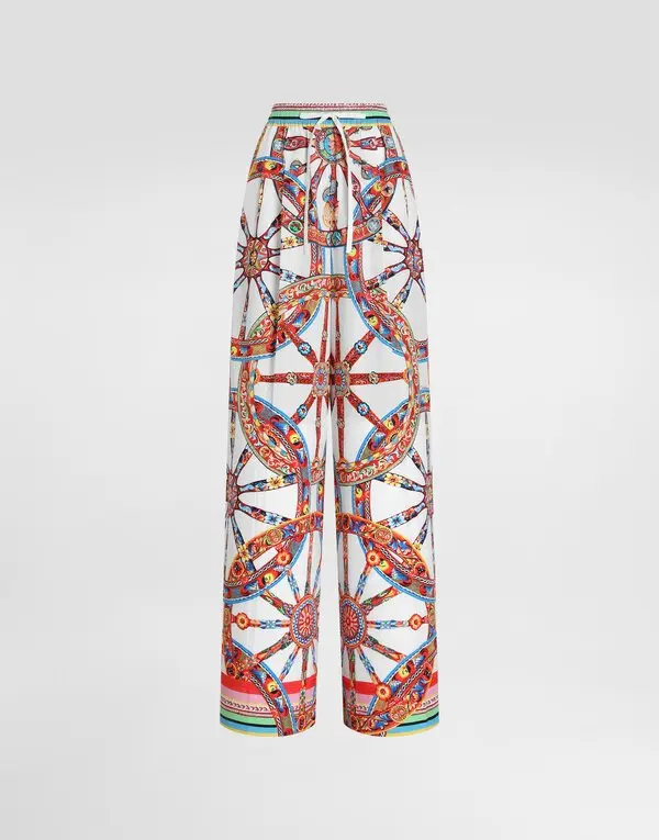 Dolce & Gabbana Carretto-print Poplin Trousers Pants And Shorts Multi-colored - Multicolor