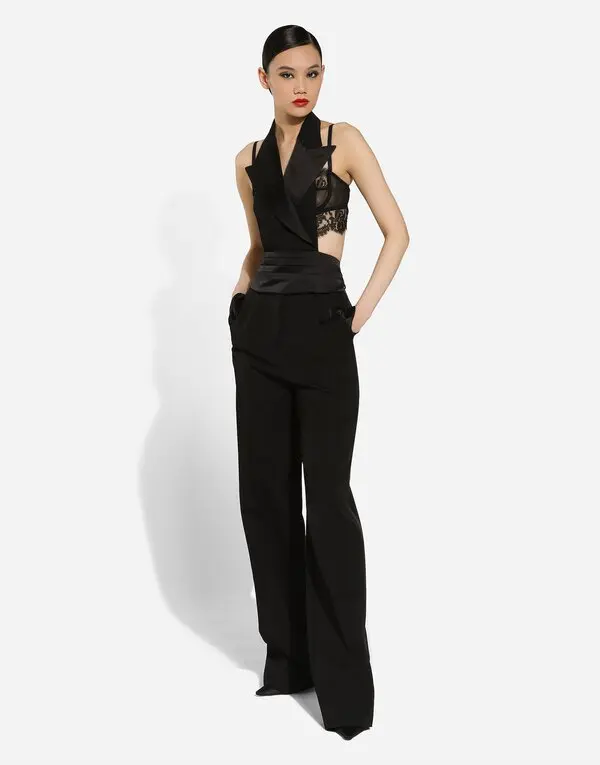 Dolce & Gabbana Wool Gabardine Tuxedo Pants Pants And Shorts Wool