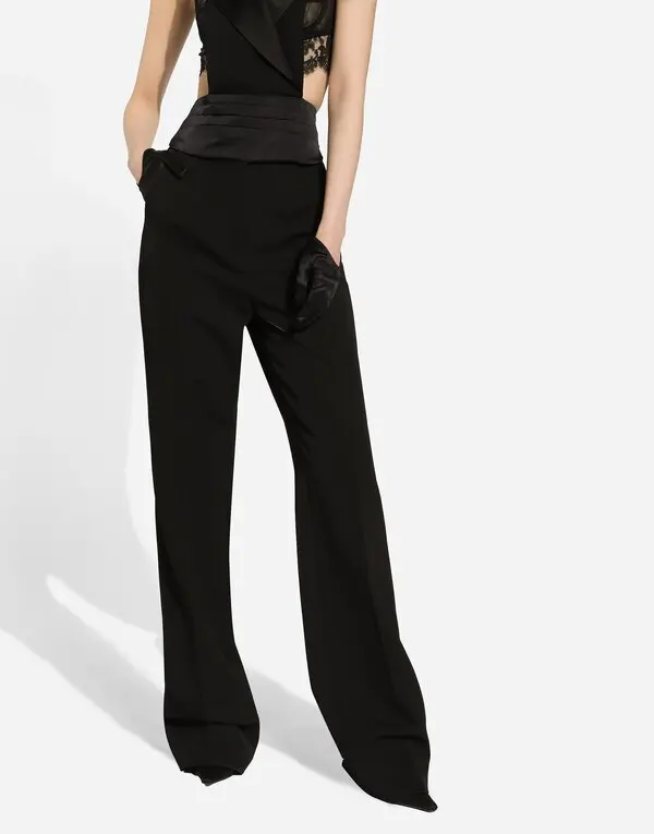 Dolce & Gabbana Wool Gabardine Tuxedo Pants Pants And Shorts Wool
