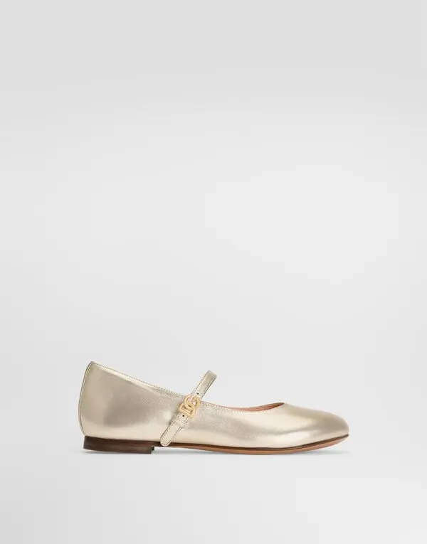 Dolce & Gabbana Laminated Nappa Leather Ballet Flats Shoes Leather - Grey