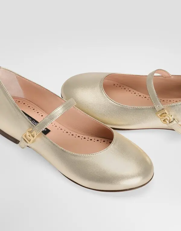 Dolce & Gabbana Laminated Nappa Leather Ballet Flats With Buckle Detail