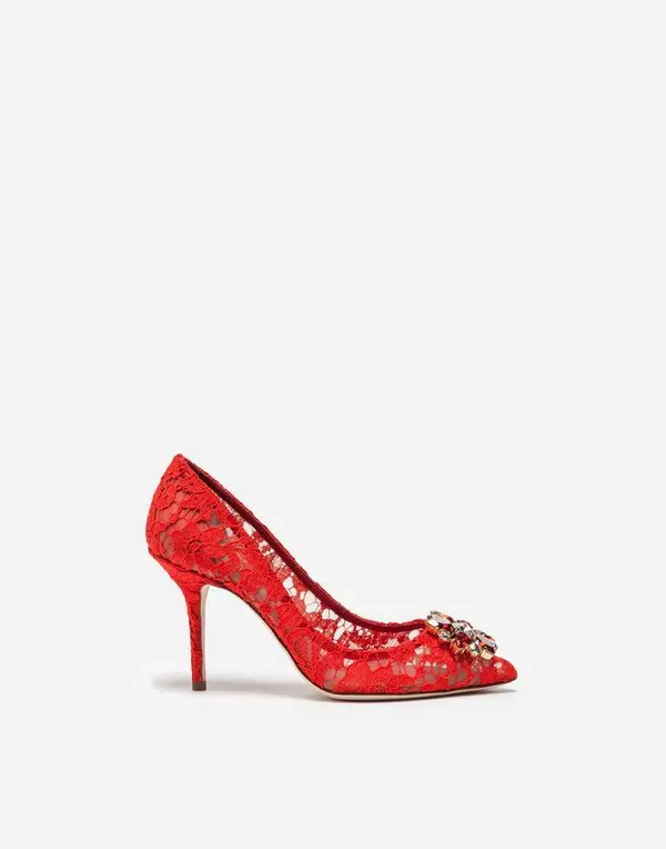 Dolce & Gabbana Pump In Taormina Lace With Crystals Pumps And Slingback Lace - Red