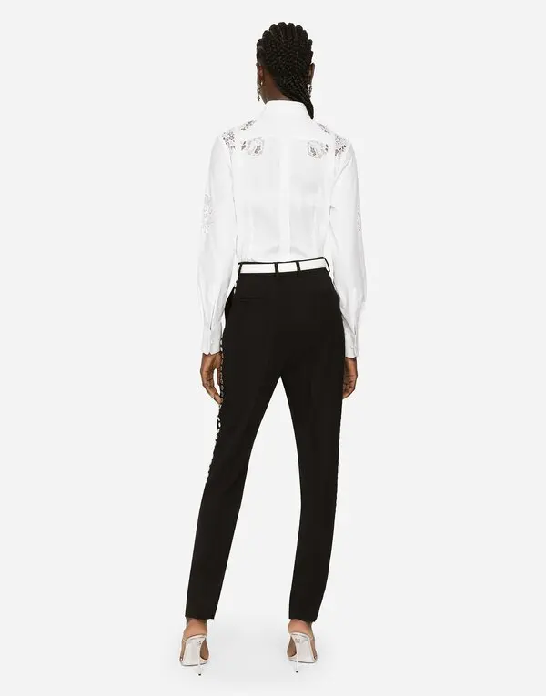 Dolce & Gabbana Poplin Shirt With Lace Openwork