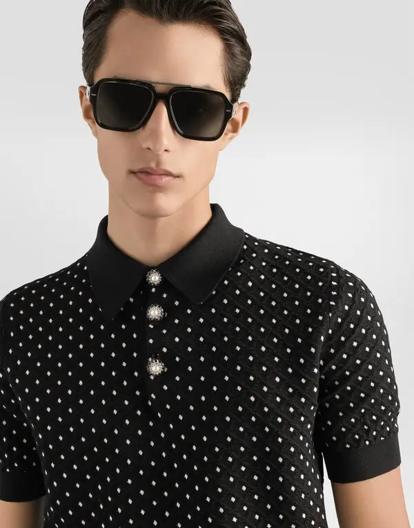 Dolce & Gabbana Micro-dot Stitch Polo Shirt Sweaters And Cardigans Multi-colored