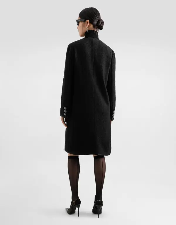 Dolce & Gabbana Single-breasted Raschel Tweed Coat Coats And Jackets - Black