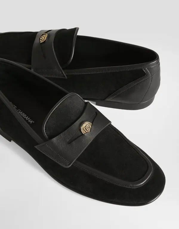 Dolce & Gabbana Split Calfskin Slipper Driver Shoes And Loafers - Black