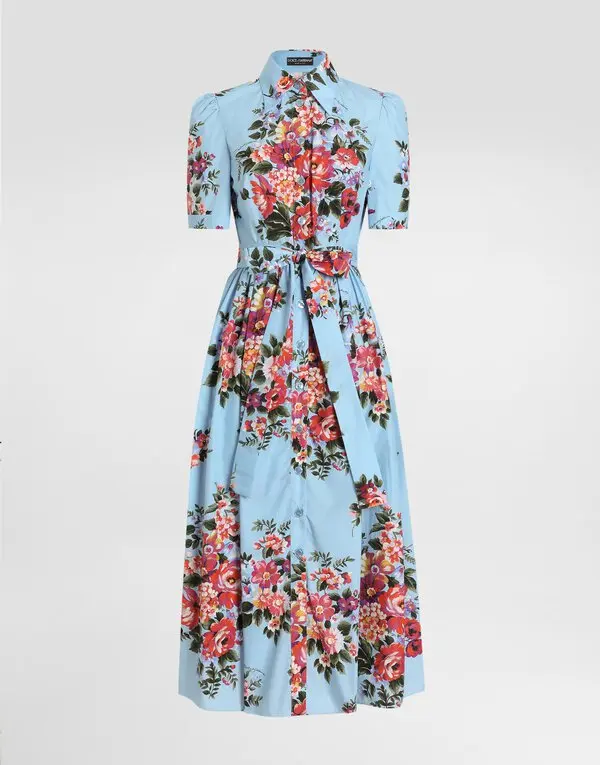 Dolce & Gabbana Flower Bouquet-print Poplin Shirt Dress Dresses - Multicolor