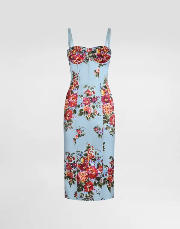 Dolce & Gabbana Flower Bouquet-print Satin Dress Dresses - Multicolor