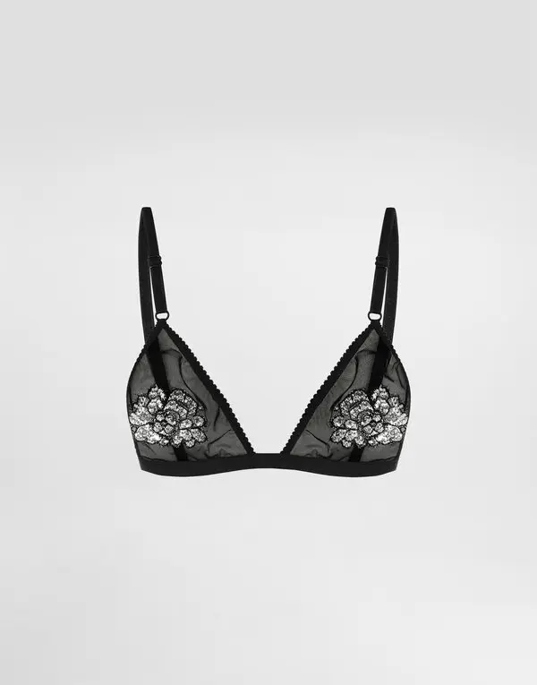 Dolce & Gabbana Tulle And Lace Bra Underwear - Black