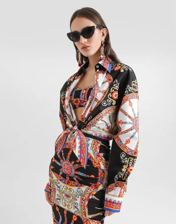 Dolce & Gabbana Carretto-print Viscose Jersey Strapless Top - Multicolor