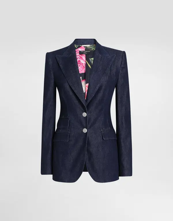 Dolce & Gabbana Single-breasted Denim And Silk Turlington Jacket Denim And Jeans Multi-colored