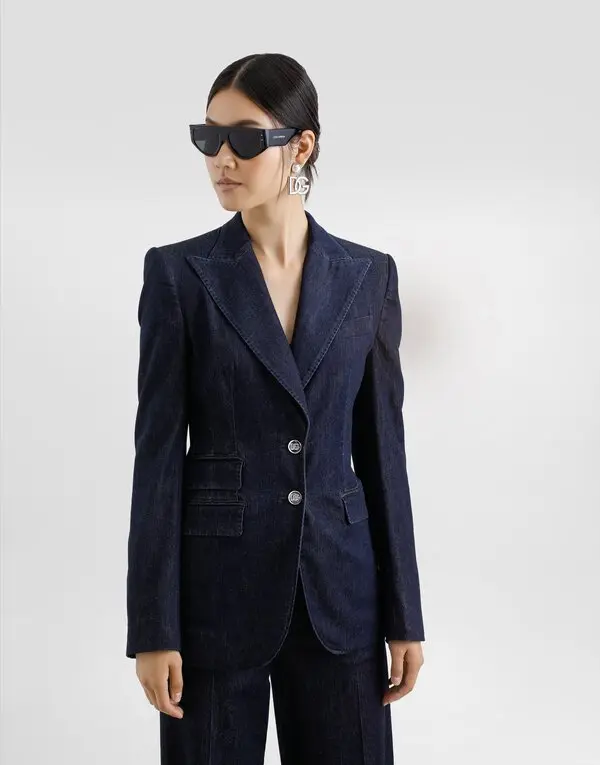 Dolce & Gabbana Single-breasted Denim And Silk Turlington Jacket Denim And Jeans Multi-colored